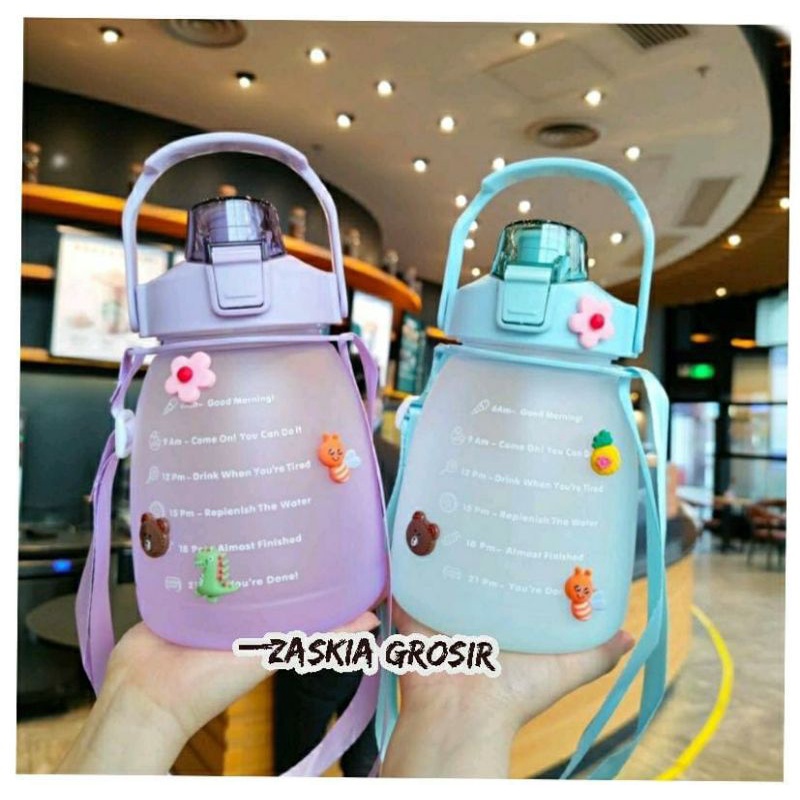 Jual botol minum viral / botol gemoy gradasi pastel motivasi 1,3 Liter ...