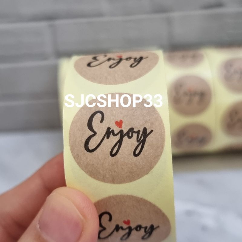 Jual 1 roll isi 500 pcs Sticker label kraft enjoy / label thank you ...
