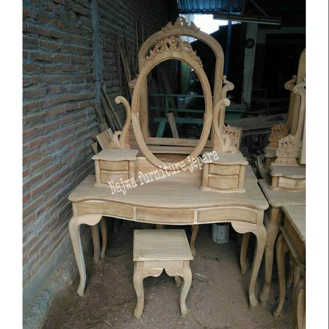 Jual meja rias kartini jati/meja rias unik jepara + kursi/puk | Shopee Indonesia