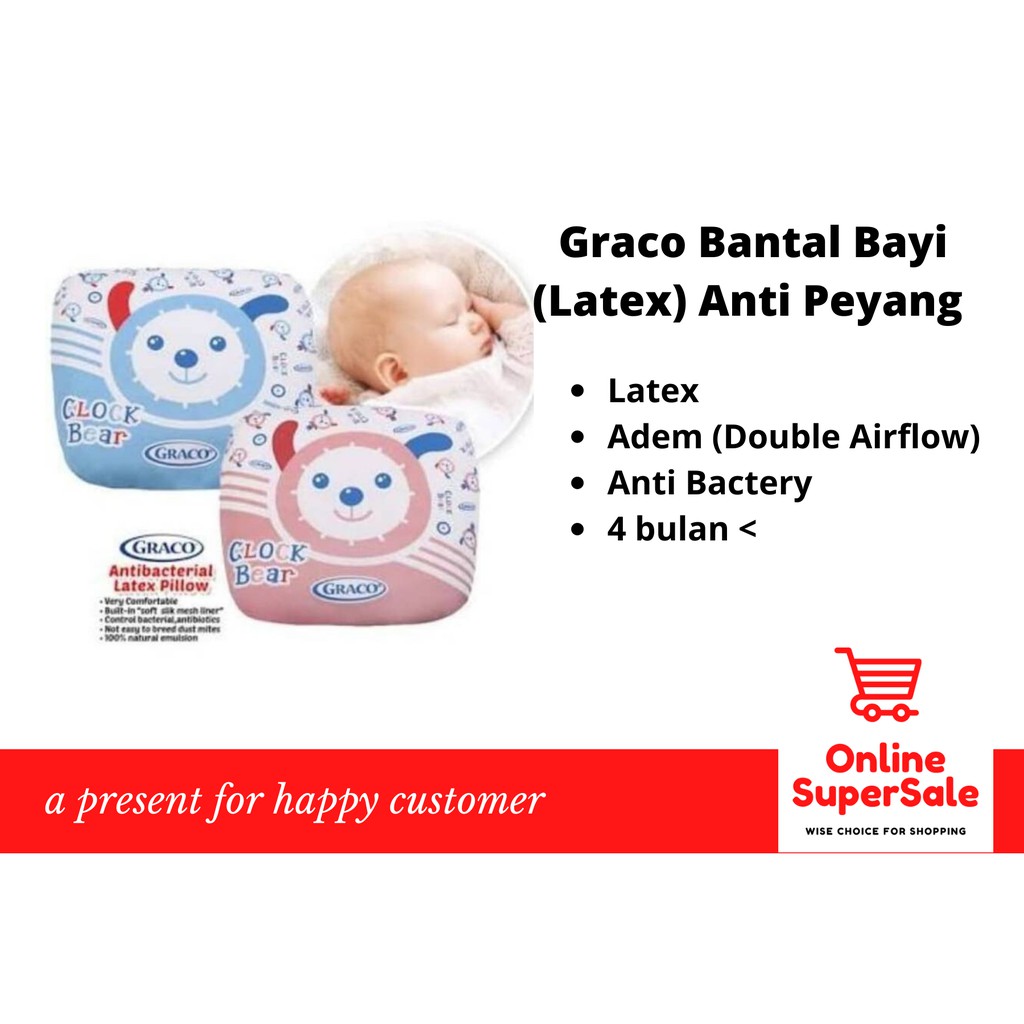 Jual Graco Bantal Bayi Latex Anti Bakteri ( Anti Peyang ) | Shopee ...
