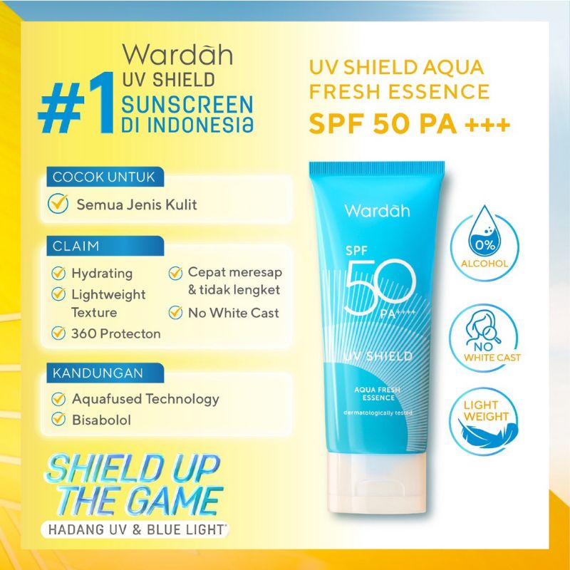 Jual Wardah UV Shield sunscreen Aqua fresh essence sunscreen spf 50 ...