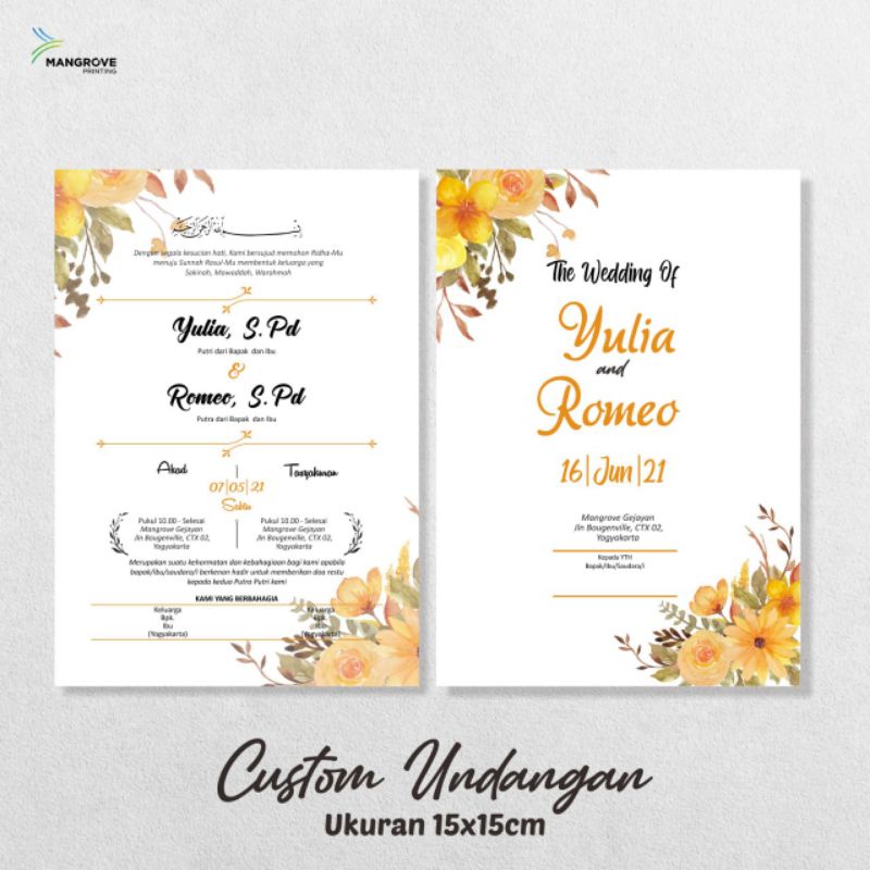 Jual [260gr] 30x15cm dan A5 Undangan Lipat Pernikahan Ulangtahun Custom ...