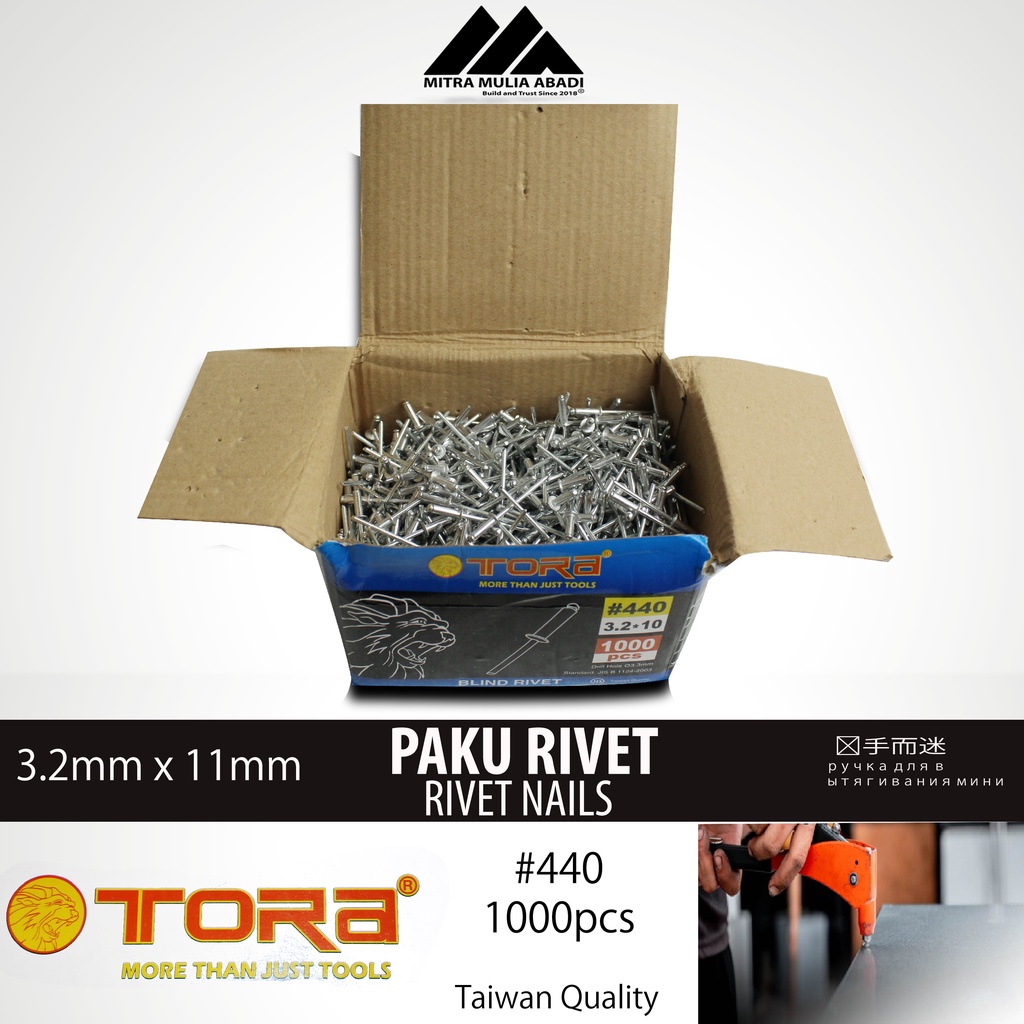Jual Paku Rivet Tora 440 3,2mm x 11mm - 10 pcs | Shopee Indonesia