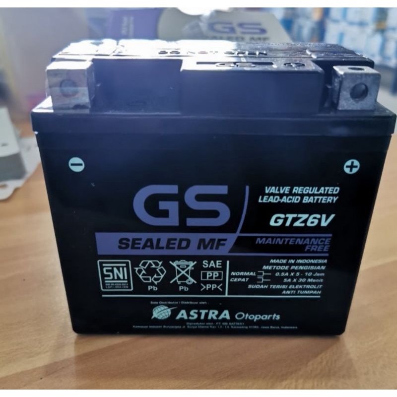 Jual AKI BATERAI KERING MOTOR GS ASTRA GTZ6V/YTZ6V GARANSI 3 BLN VARIO ...