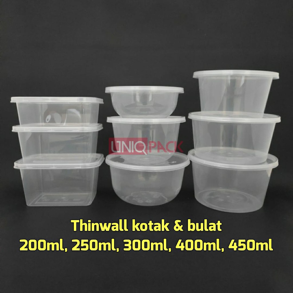 Jual [25 pcs] Thinwall Kotak & Bulat 200ml 250ml 300ml 400ml 450ml ...