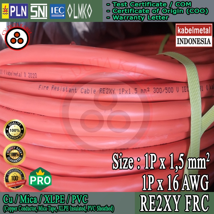Jual Kabel RE2XY FRC 1Px1,5 mm2 METAL /FRC STP 1Px16 AWG/1Px1,5mm2/1P x ...