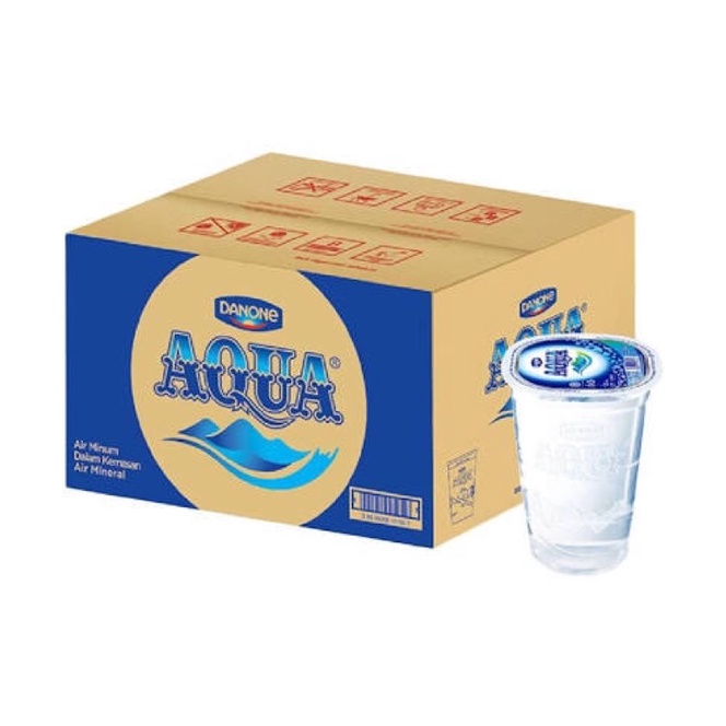 Jual Air mineral Aqua kemasan gelas 220 ml x 48 pcs @ Dus | Shopee ...