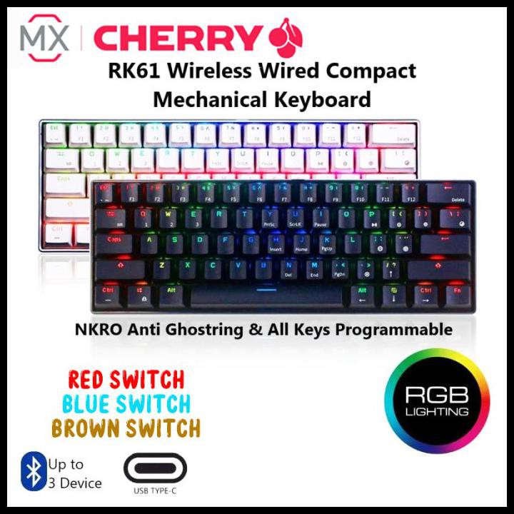 Jual Cuci Gudang Mechanical Keyboard Royal Kludge Rk61 Wired Wireless ...