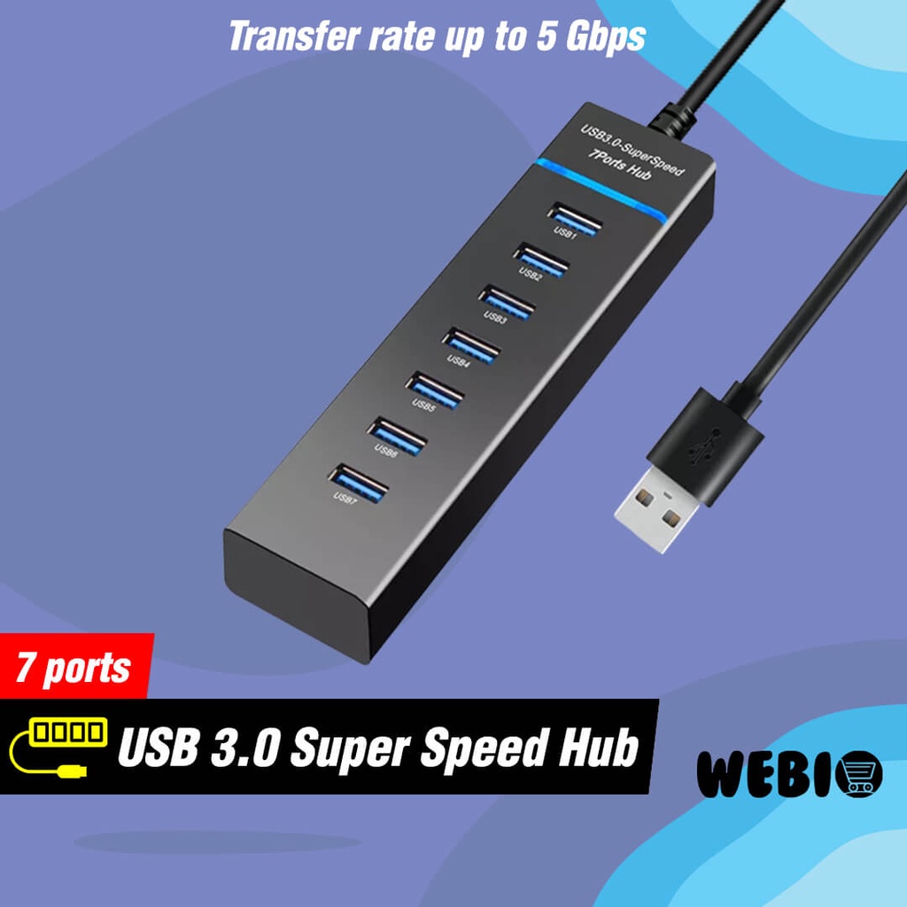 Jual USB Hub 3.0 High Speed 7 Port Colokan USB3.0 Laptop PC Komputer ...