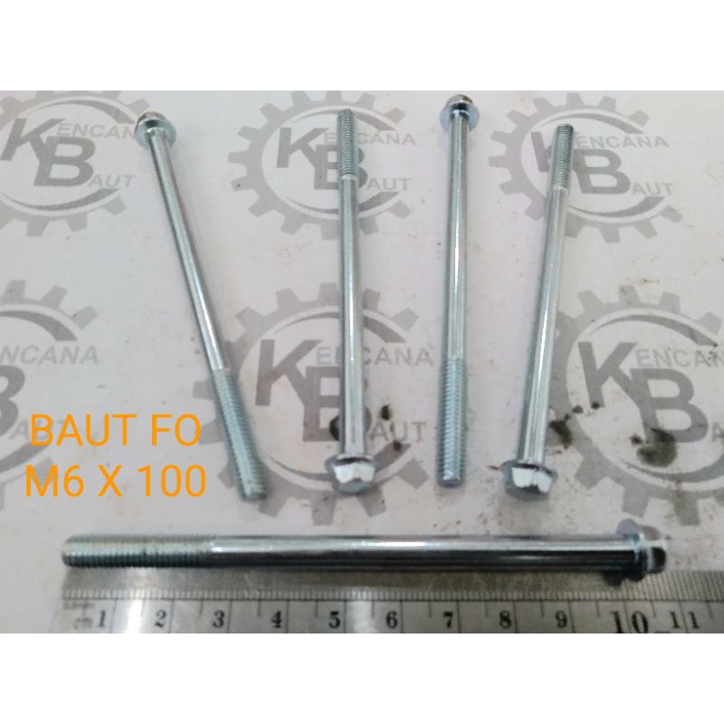 Jual Baut / Bolt / Baud Blok Mesin M6 x 100 FLANGE PUTIH / FO KUNCI 8 ...
