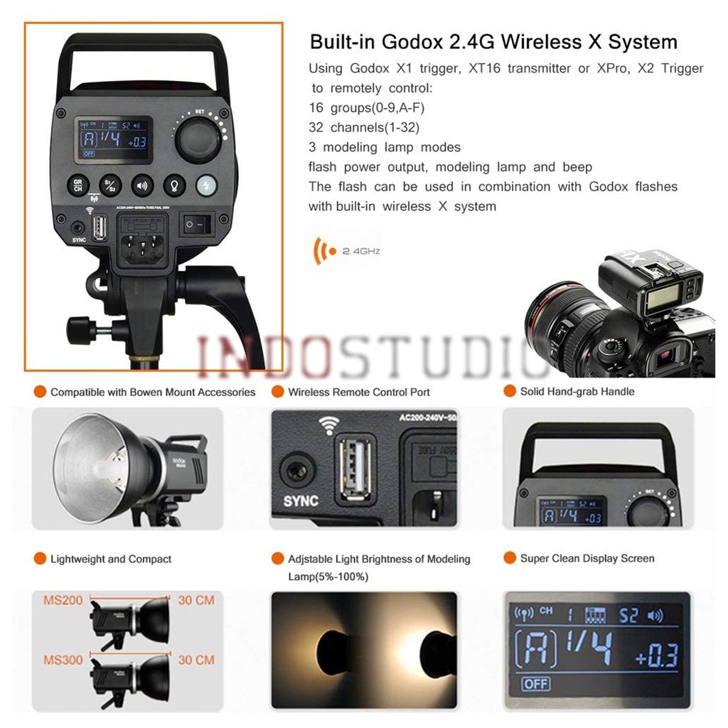 Jual Lampu Studio Godox MS300 Monolight Studio Flash MS-300 V Lighthing ...