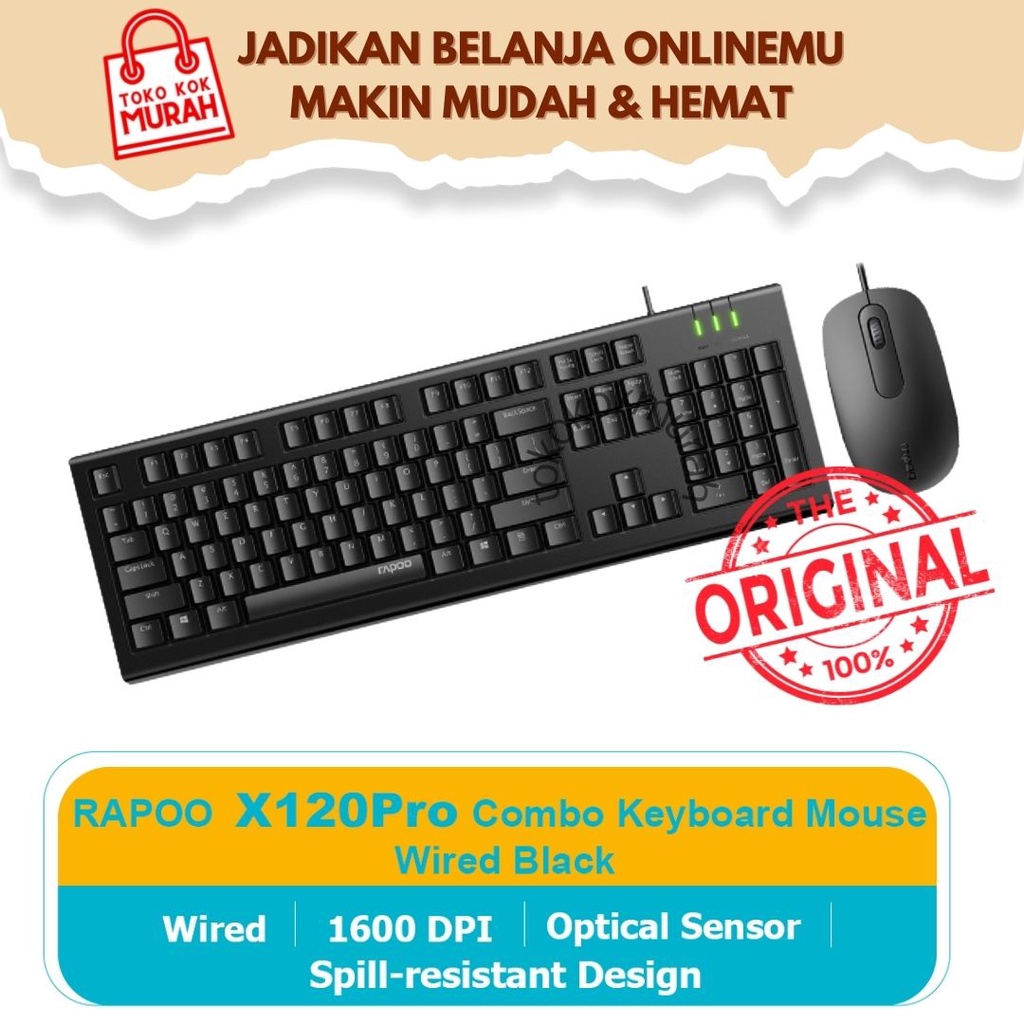 Jual TKM - KEYBOARD RAPOO WIRED COMBO X120 PRO HITAM & PUTIH | Shopee Indonesia