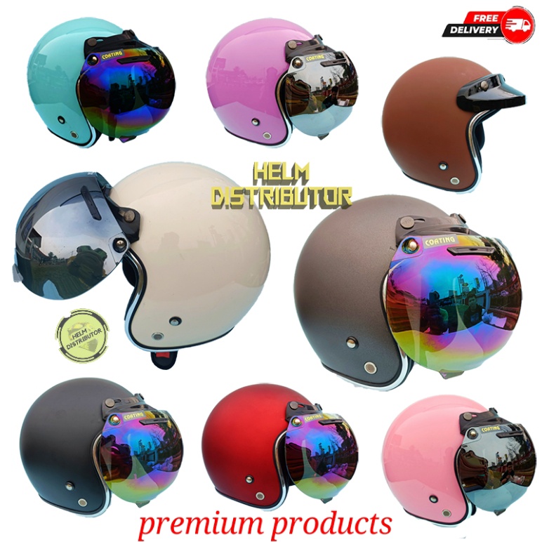 Jual Helm Bogo DewasaLis Chrome Kaca Cembung Silver/Pelangi,Kualitas ...