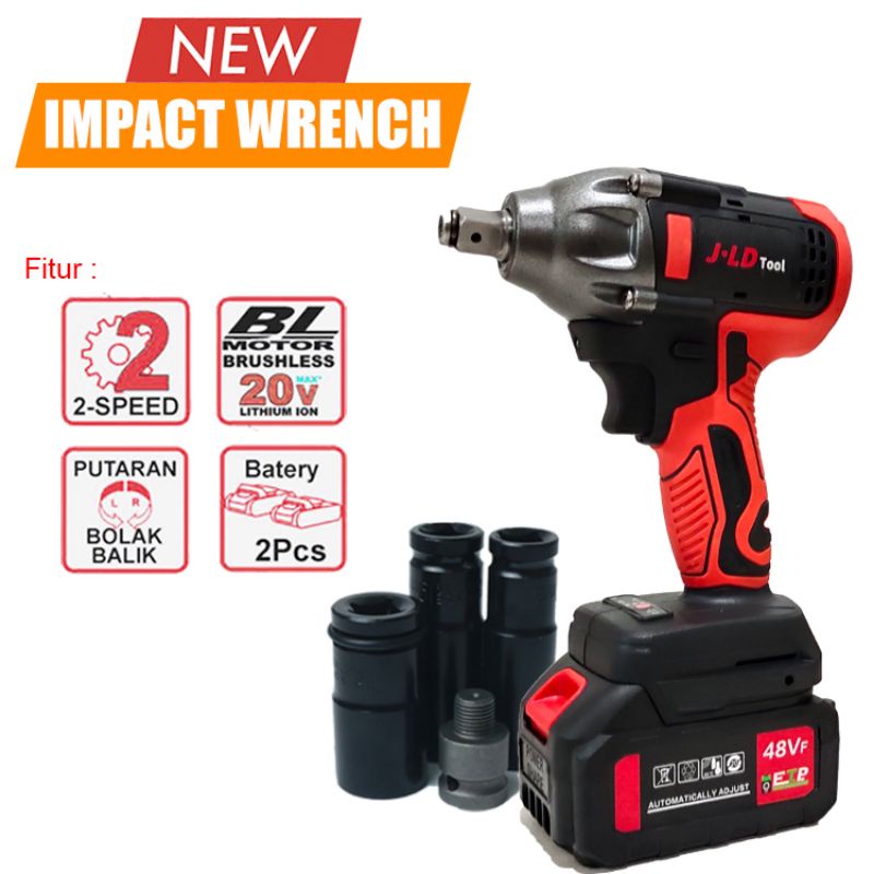 Jual Mesin Buka Baut Cordless Impact Wrench Brushless JLD TOOL JV88 48V Mesin Pembuka Bor Baut ...