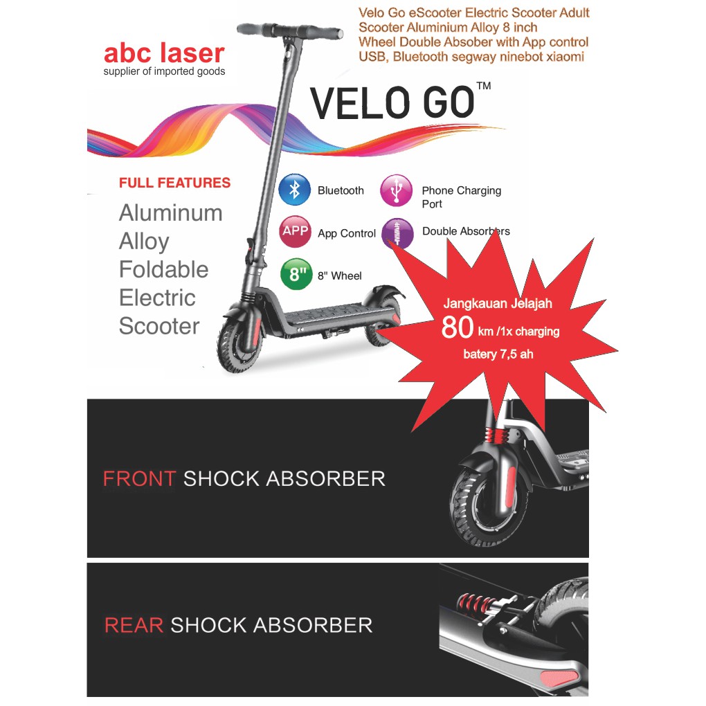 Jual Velo Go eScooter electric/otopet listrik segway ninebot xiaomi ...