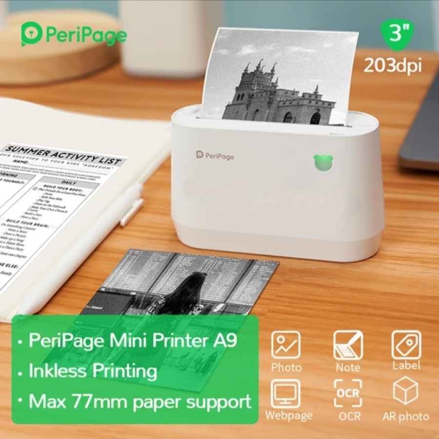 Jual PERIPAGE A9 BLUETOOTH MINI THERMAL PHOTO PRINTER 58mm PORTABLE - PUTIH | Shopee Indonesia