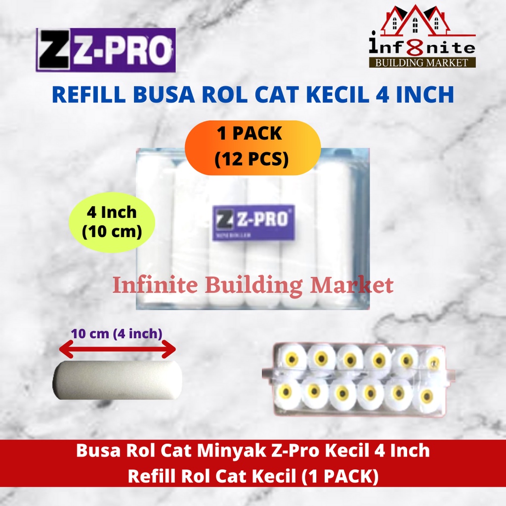 Jual Refill Kuas Roll Cat Tembok Busa Kuas Rol Cat Minyak Z-PRO 4 Inch ...