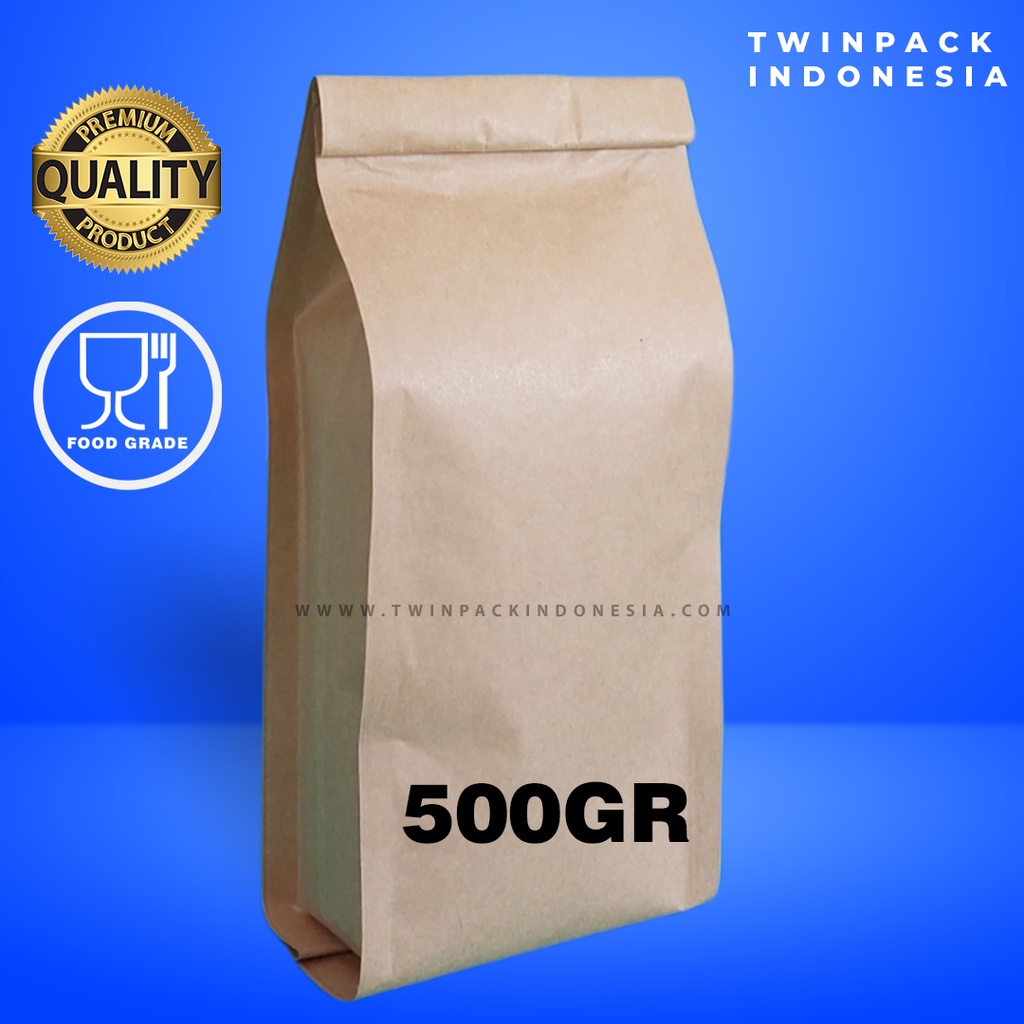 Jual Kemasan Kopi 500 Gram Kraft Paper Gusset Premium Aluminium Foil ...