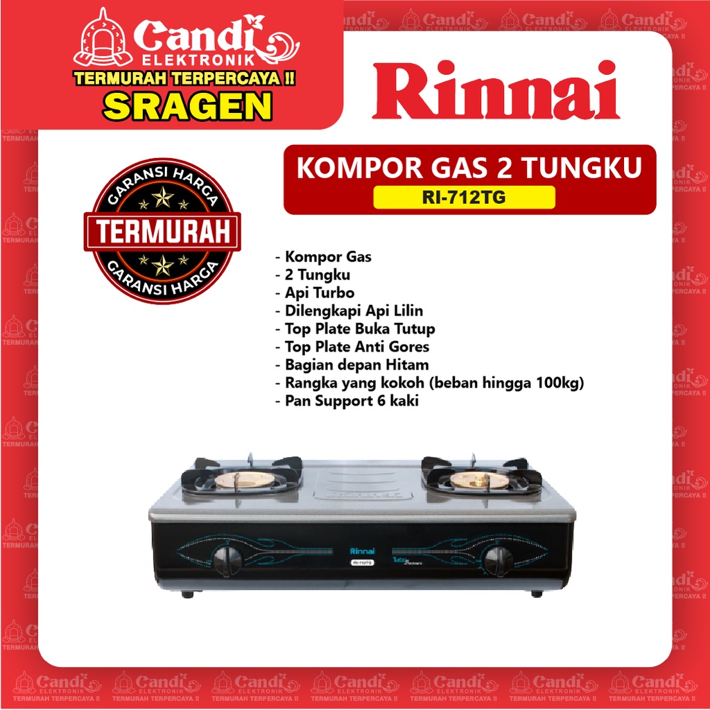 Jual RINNAI Kompor Gas 2 Tungku Api Turbo - RI-712TG | Shopee Indonesia
