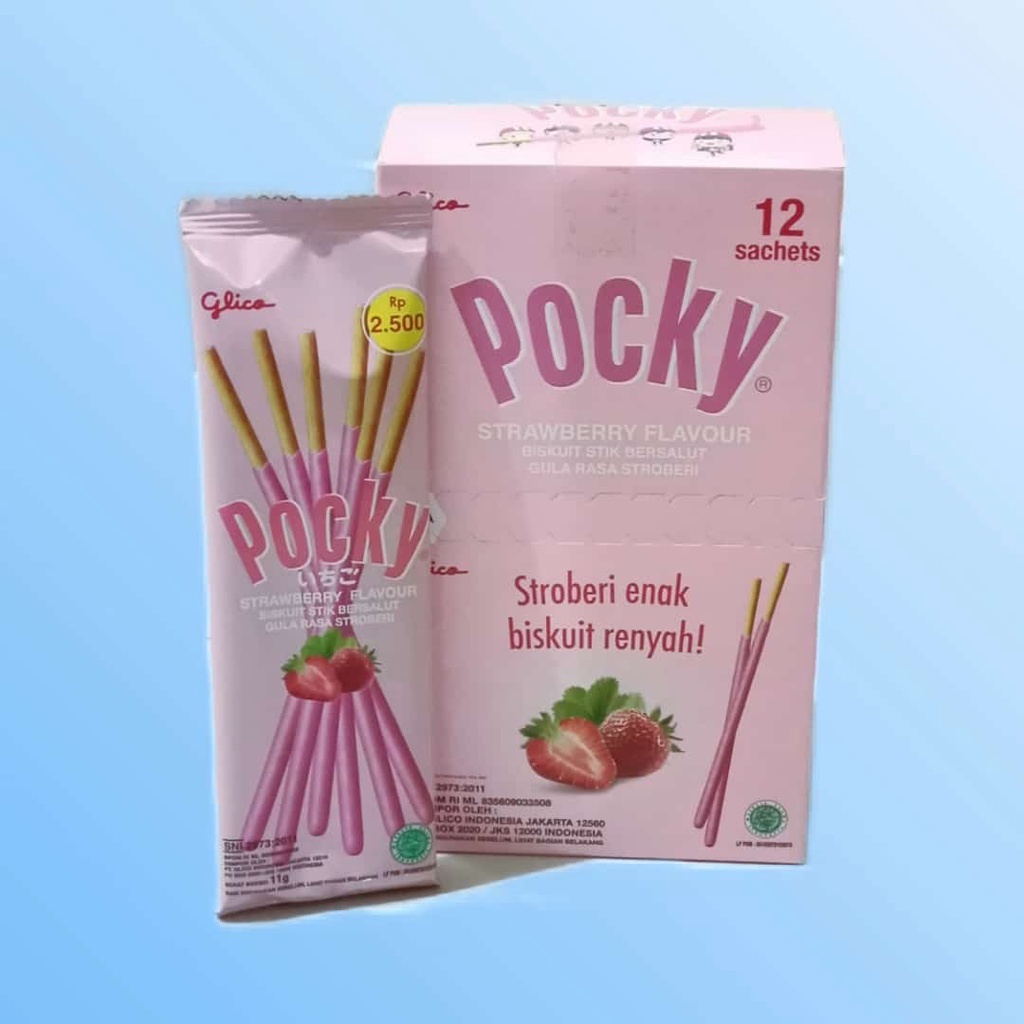 Jual Pocky Strawberry Stick Biscuit Single [12 sachet / 11 g] | Shopee ...