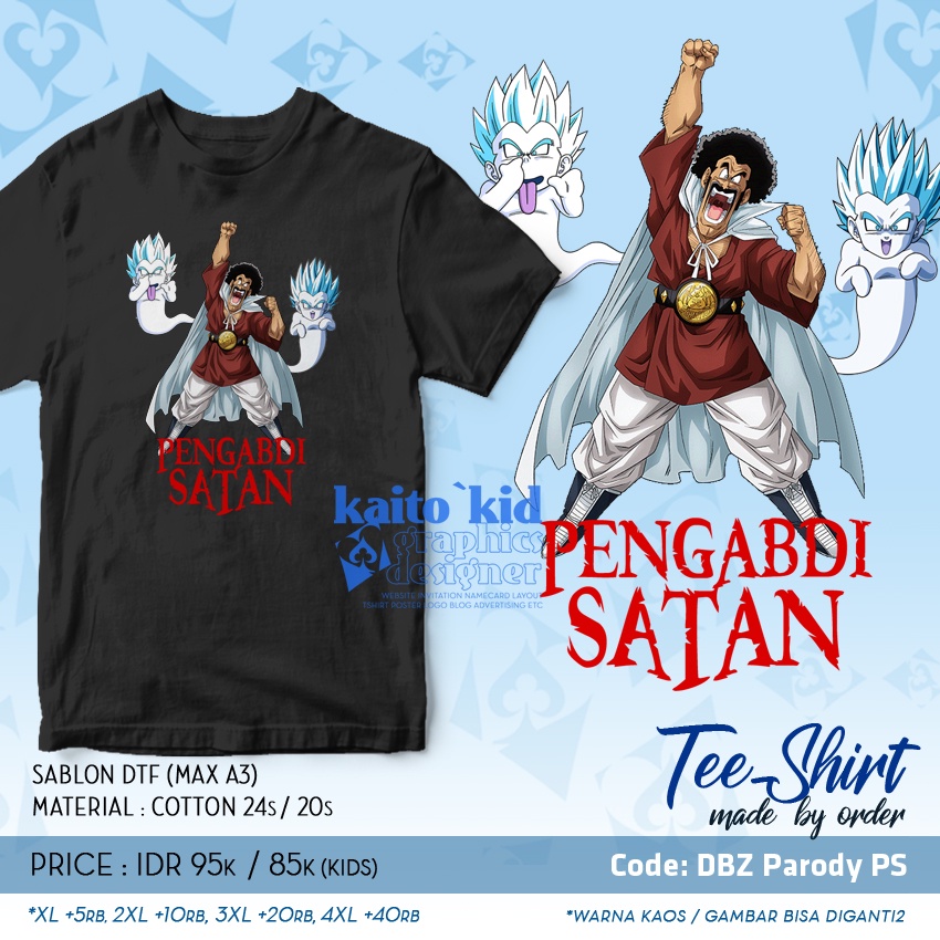 Jual Kaos Kata PENGABDI SETAN MR SATAN Plesetan Dragonball bisa custom desain | Shopee Indonesia