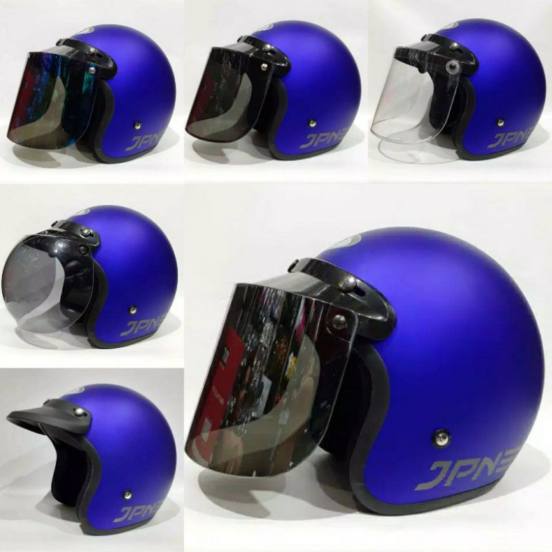 Jual Helm Bogo jpn Arc Biru Tua Doff kaca datar kaca cembung | Shopee ...