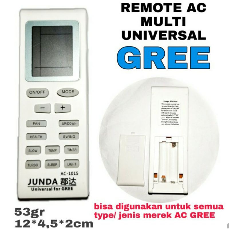 Jual Remote AC GREE Multi Universal / Remot Ac Gree Junda - 1015 | Shopee Indonesia