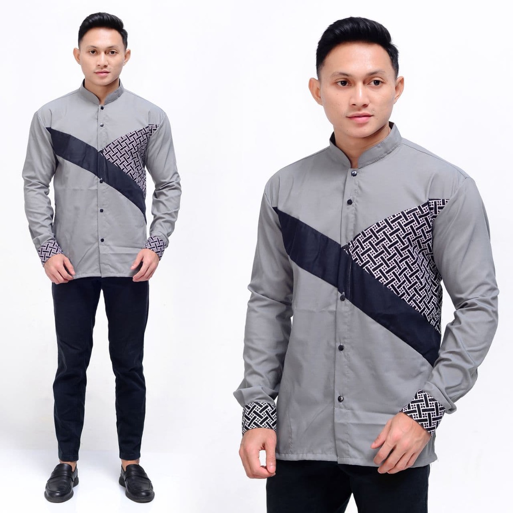 Jual baju koko KOBATA kombinasi batik elegan terbaru | Shopee Indonesia