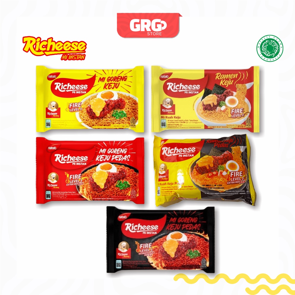 Jual Mie Instan Keju 74g Richeese Mi Instan Kuah Goreng Nabati Kuah ...