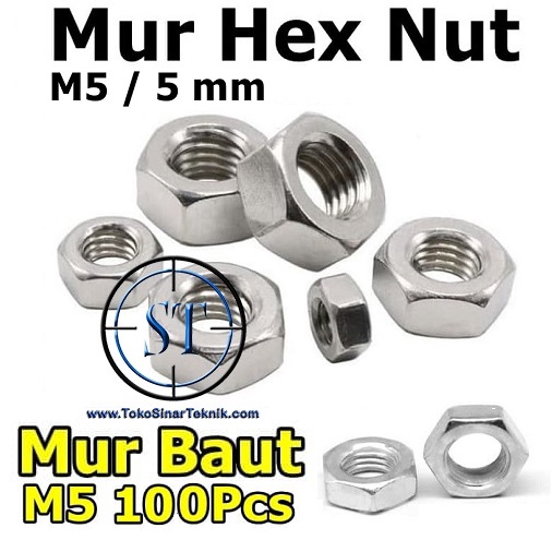 Jual MUR M 5 - MUR BAUT JP M5 HEX NUT 5MM ISI 50PCS | Shopee Indonesia
