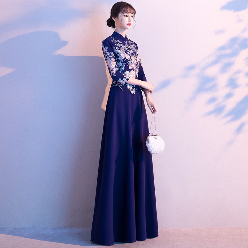 Jual Gaun malam jamuan wanita elegan temperamen tuan rumah baru elegan ...