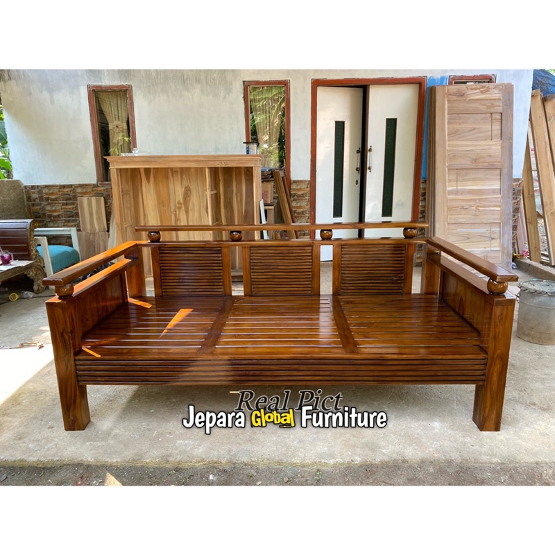 Jual REAL PICT !! Daybed bangku bale bale Jati minimalis ukir (kursi ...