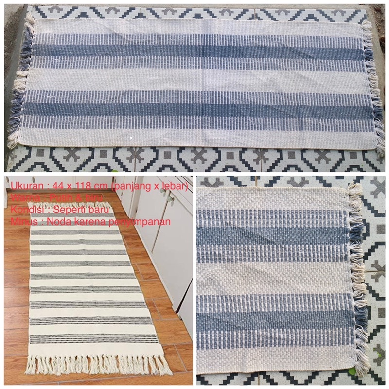 Jual White & Blue Striped Boho Scandinavian Moroccan Maroko Nordic ...