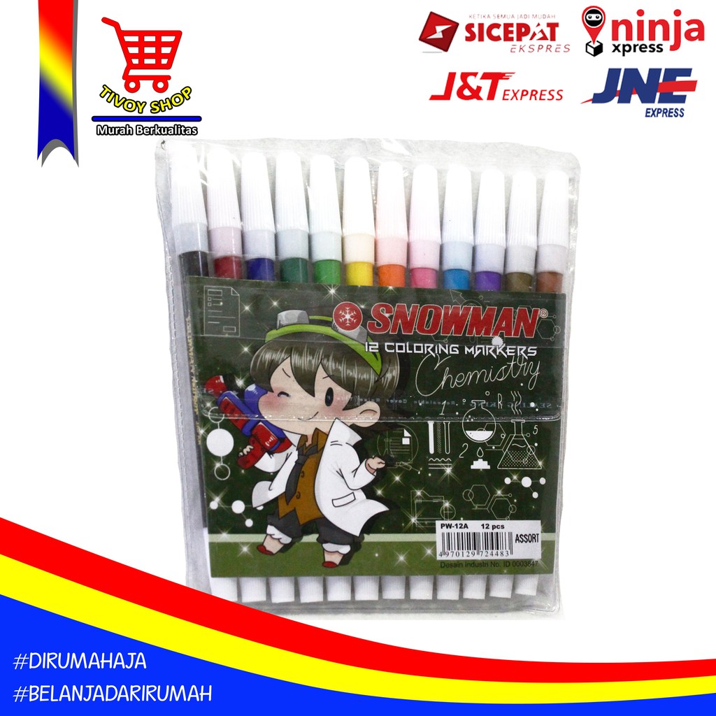 Jual SNOWMAN SPIDOL KECIL MARKER 12 PCS | Shopee Indonesia