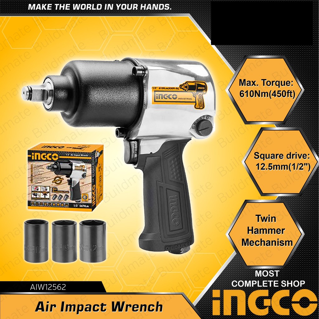 Jual Bor Angin / Air Impact Wrench 1/2 inchi INGCO BUKA BAUT | Shopee ...