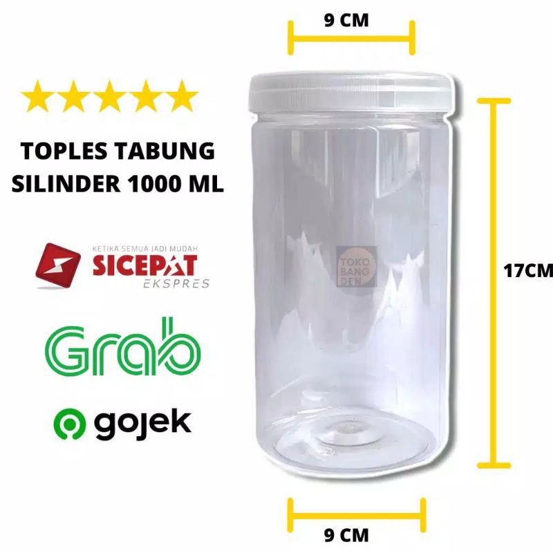 Jual TOPLES TABUNG SILINDER 1000 ML / TOPLES TABUNG 1 L / JAR CYLINDER ...