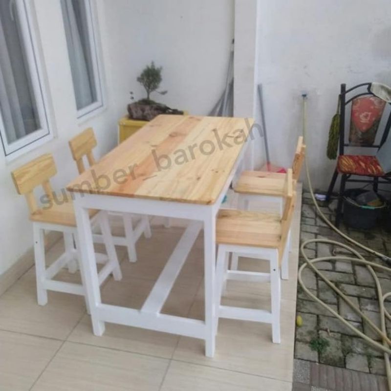 Jual meja makan meja cafe neja resto kayu jati belanda | Shopee Indonesia