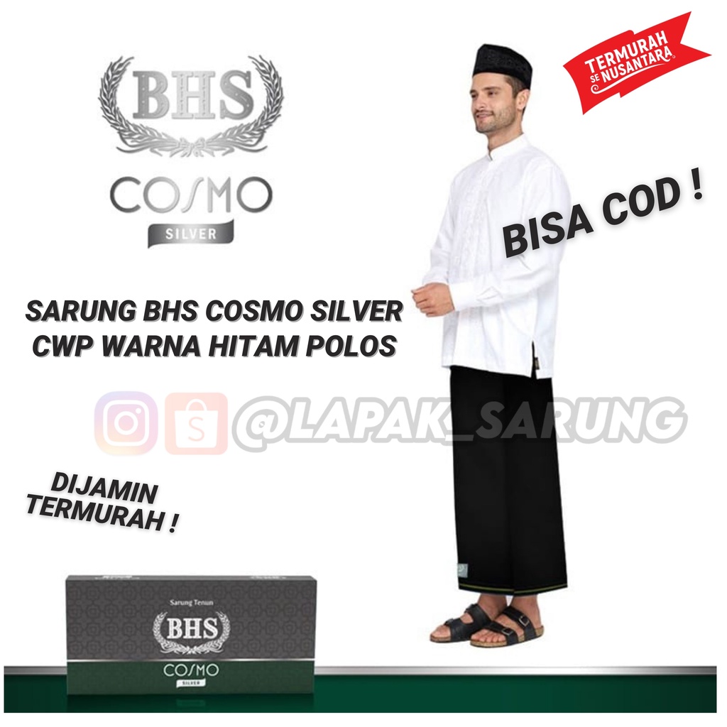 Jual Sarung BHS Cosmo PPH Hitam Polos Silver Termurah | Shopee Indonesia