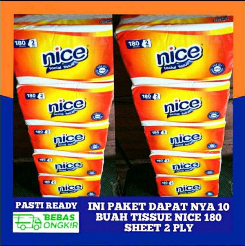 Jual Tisue Nice 180 Sheet 2 Ply ( PAKET 10 PACK ) | Shopee Indonesia
