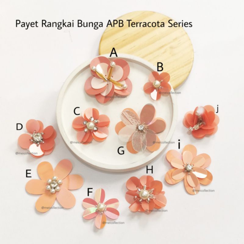 Jual (satuan) payet rangkai bunga 3d kompilasi terracota bata mutiara ...