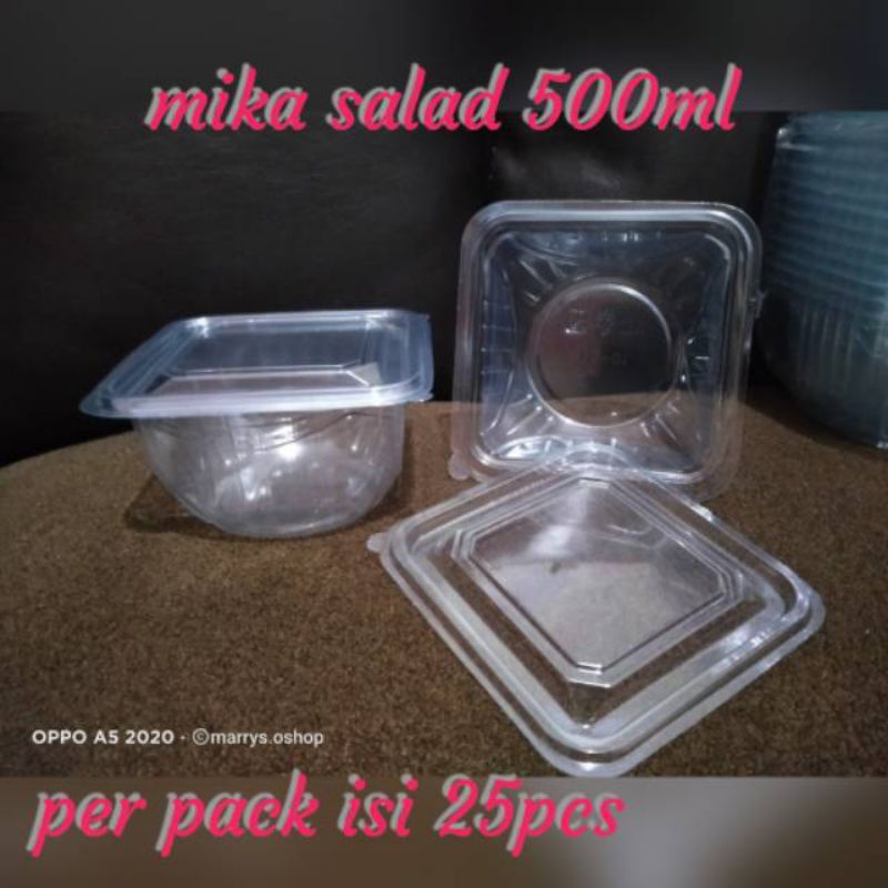 Jual 25pcs mika salad bening mika kotak 500ml | Shopee Indonesia