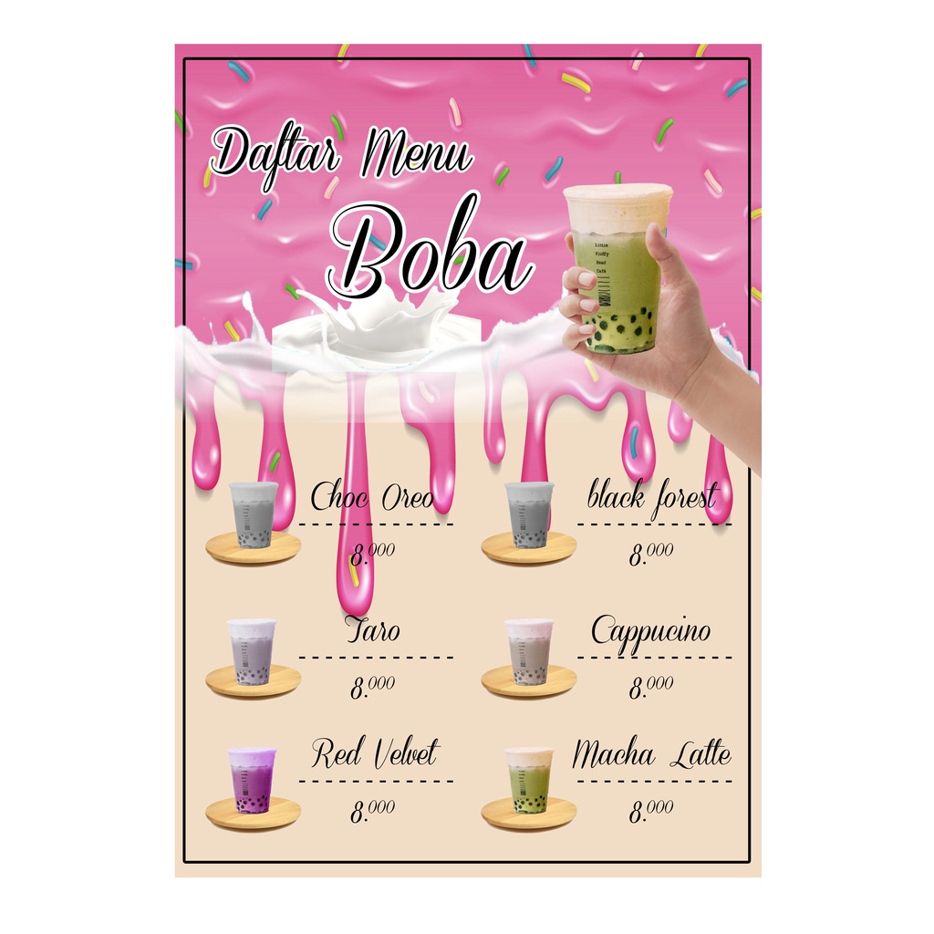 Jual print daftar menu list menu makanan minuman (kertas karton a4 ...