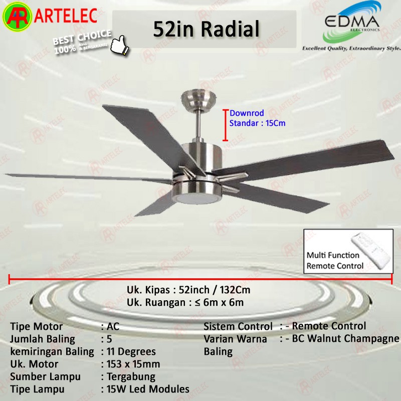 Jual Kipas Angin Gantung MT EDMA 52in RADIAL Kipas Angin Plafon kipas ...
