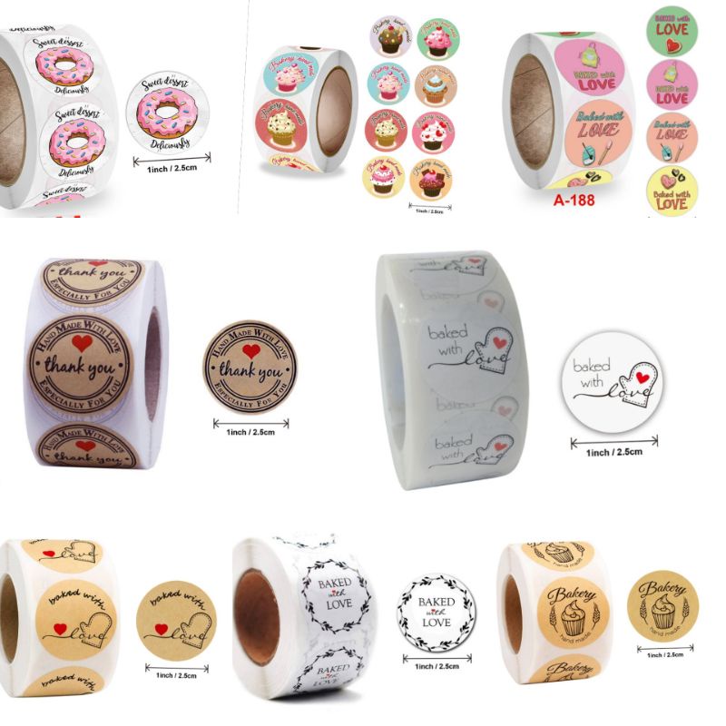 Jual stiker label Bakery/Donat/Pastry/Homemade/Baked isi 100pc | Shopee ...