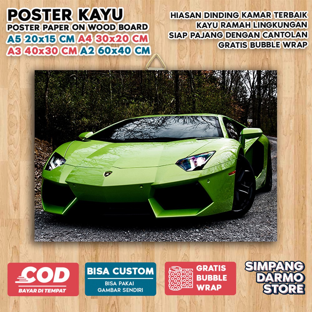 Jual Poster Kayu Lamborghini Sport Car Elegant Luxury Aestehic Tema ...