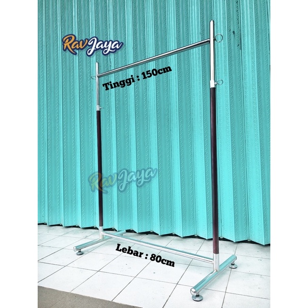 Jual Gawang Baju Besi Palang Pipa Bulat Hitam Chrome (Lebar 80cm x ...