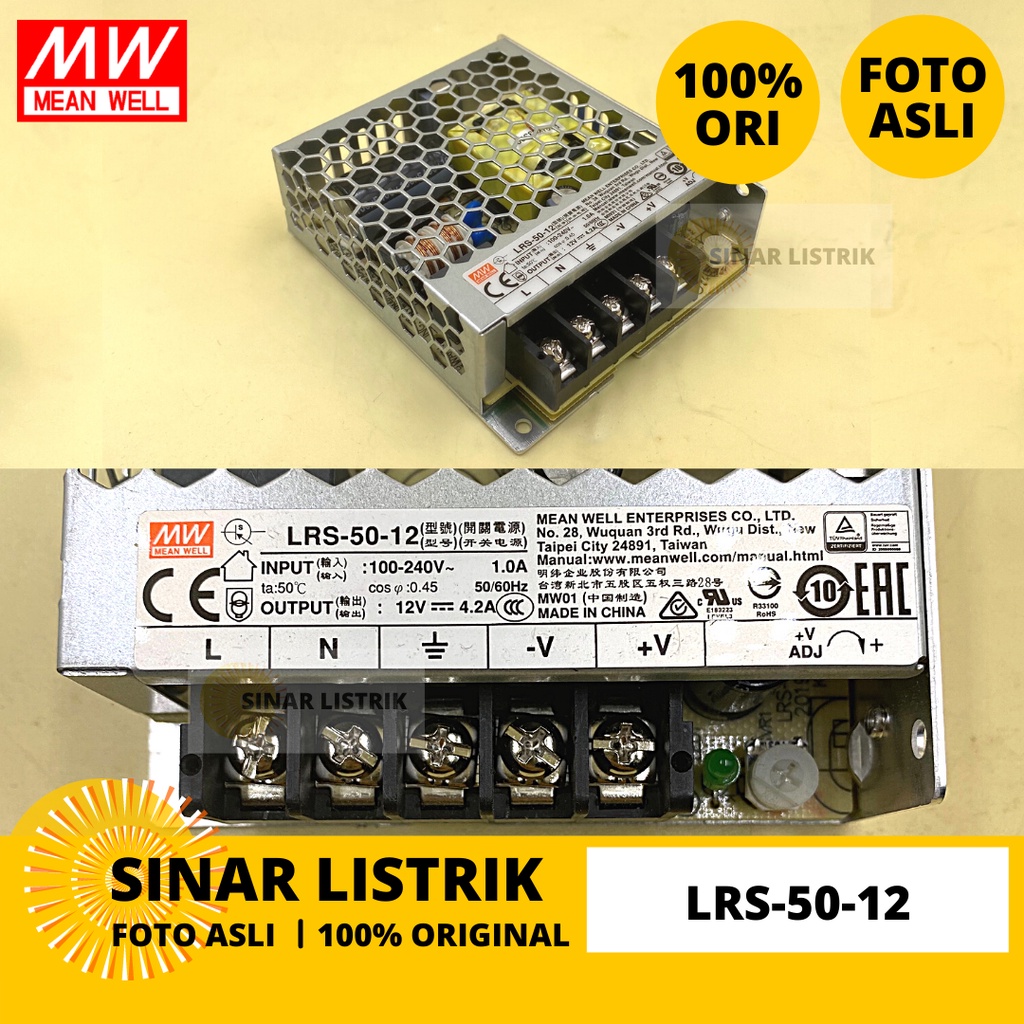 Jual MEANWELL Power Supply LRS-50-12 LRS 50 12 | Shopee Indonesia