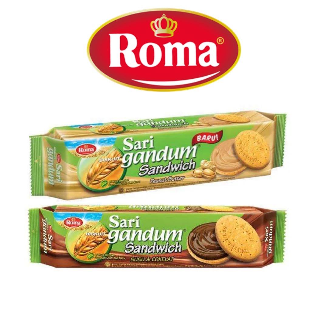 Jual ROMA SARI GANDUM SANDWICH COKLAT/KACANG 115G | Shopee Indonesia