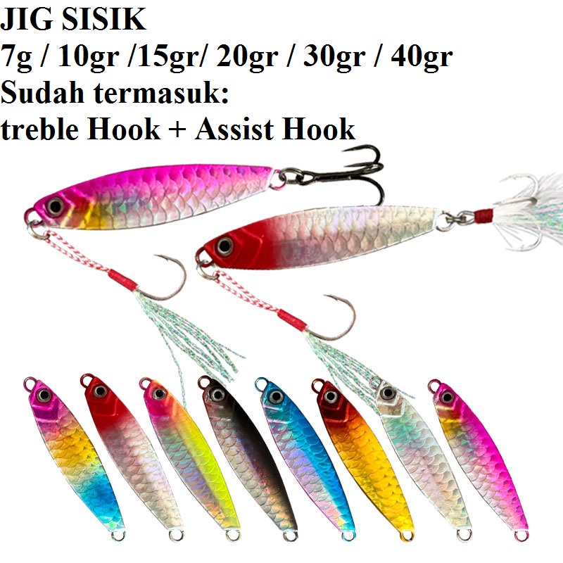 Jual Umpan Pancing Metal Jig Best Seller Jigging Fishing Lure Castjig + treble dan assist Hook ...