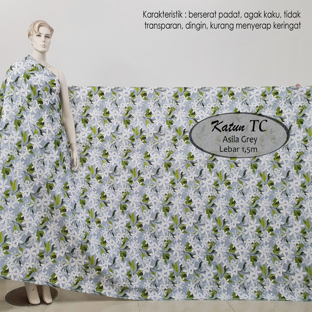 Jual KAIN KATUN TC "ASILA GREY" (harga per 0,5m) | Shopee Indonesia